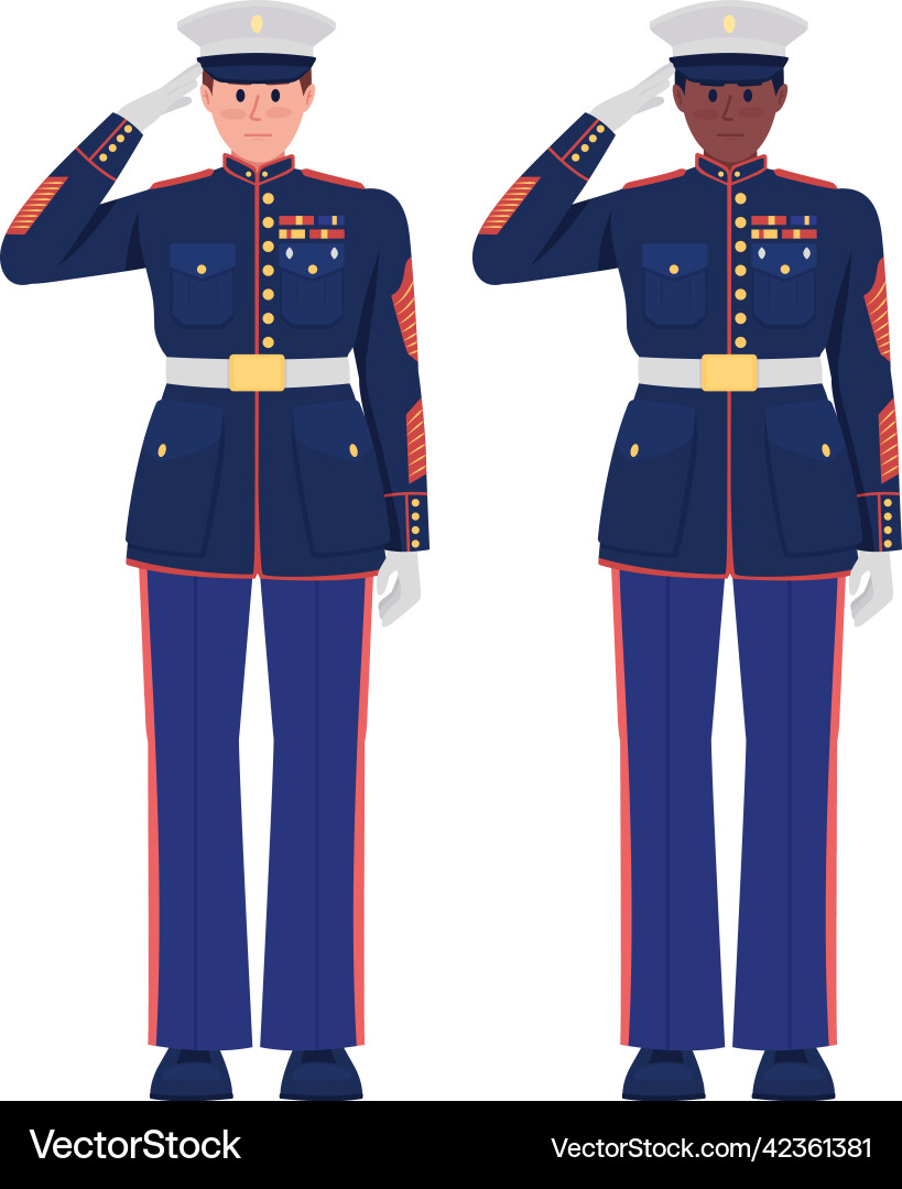 Full dress uniform semi flat color characters Vector Image