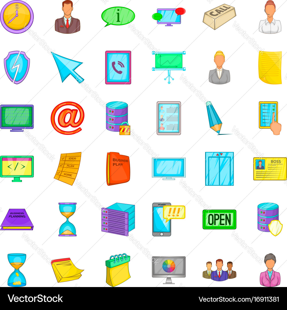 Group icons set cartoon style Royalty Free Vector Image