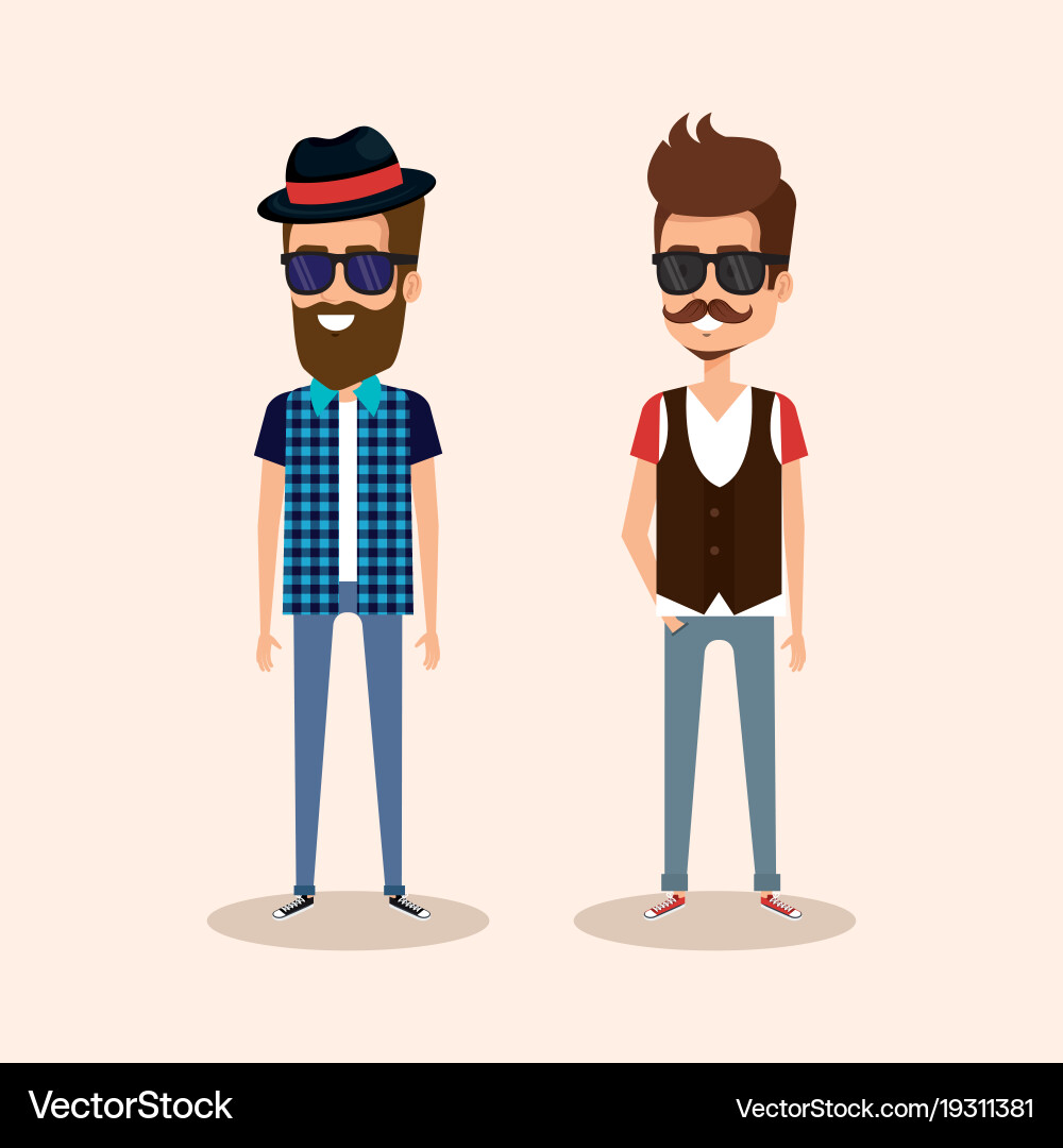 Hipster style group of avatars Royalty Free Vector Image