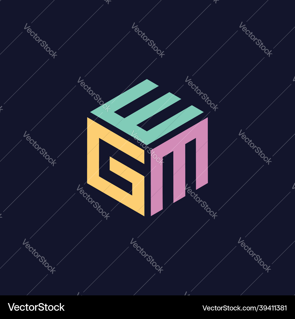 Initials of the letter egm hexagon shape Vector Image