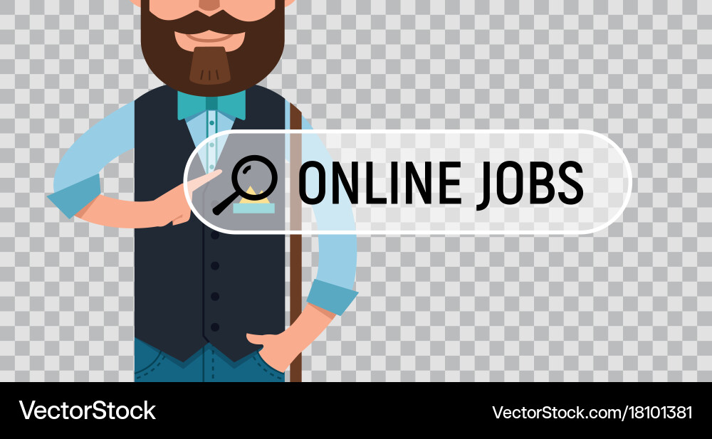 Job search man is writing online on screen Vector Image