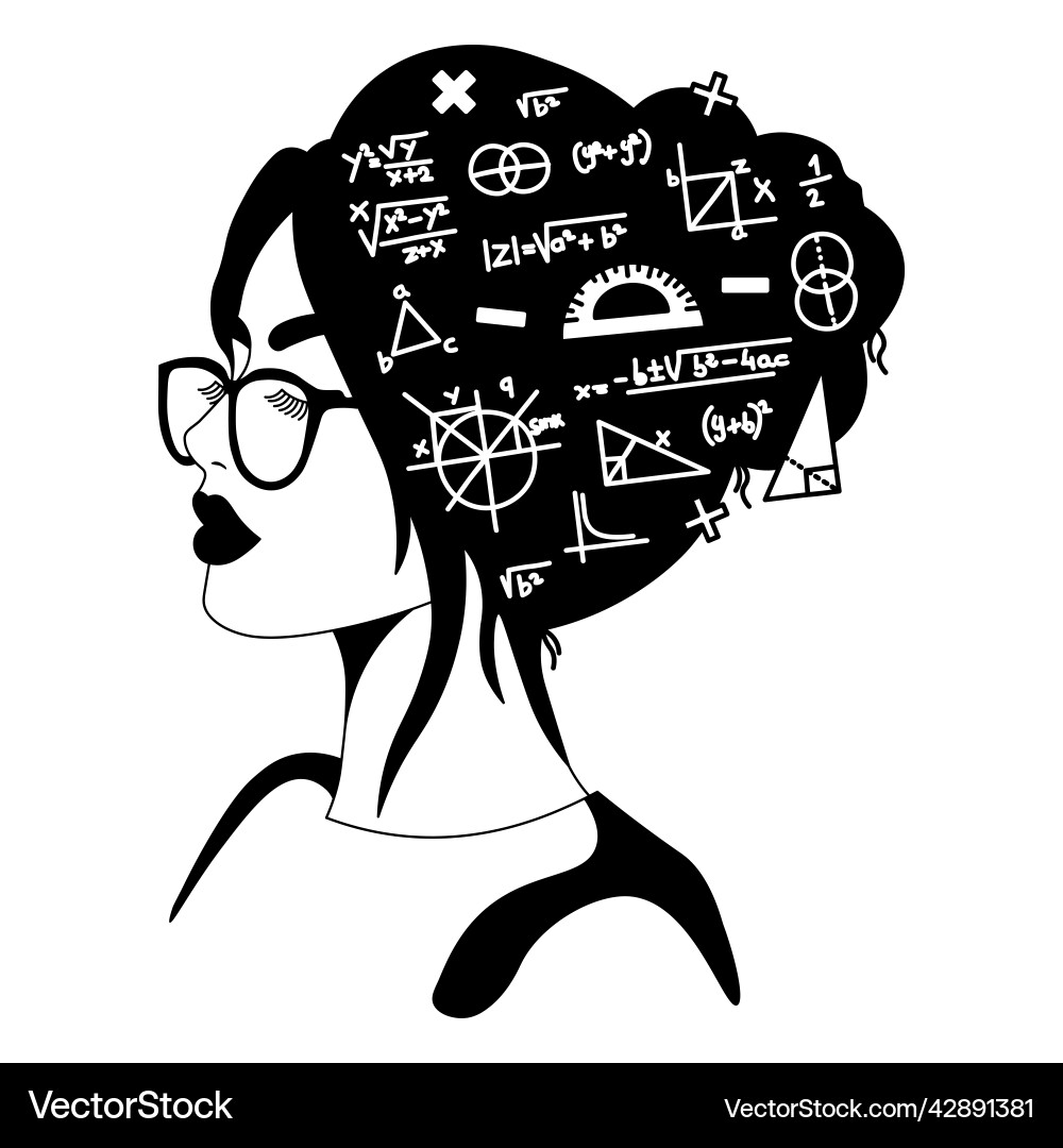 Mathematician woman filled stroke high quality Vector Image