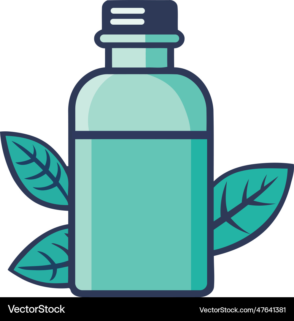 Organic herb medicine bottle with fresh leaf Vector Image