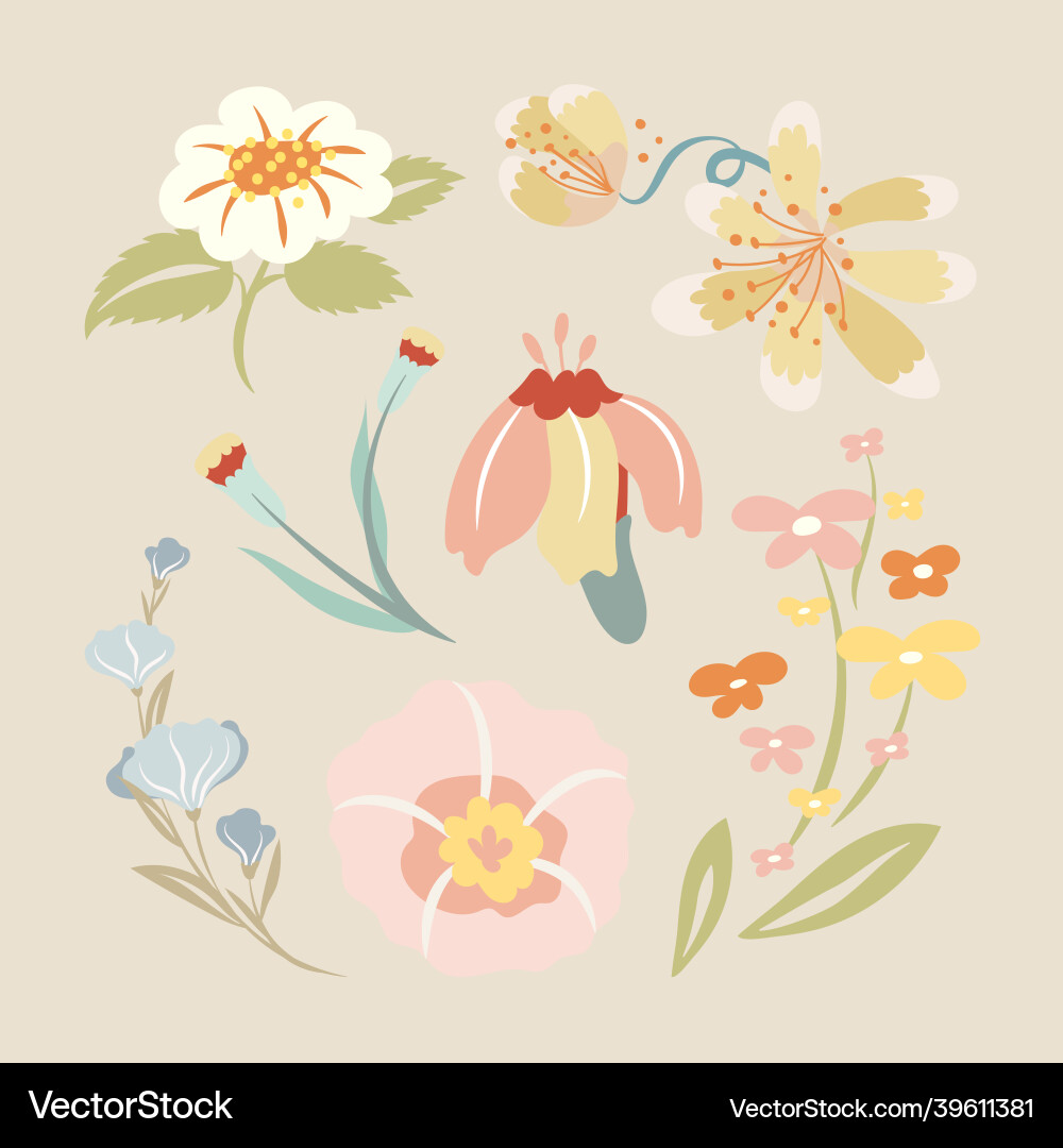 Pastel flower spring clipart cute Royalty Free Vector Image