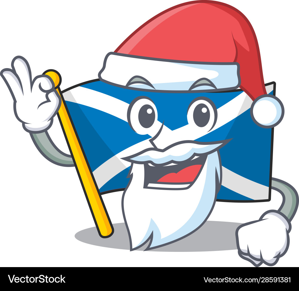 Santa flag scotland scroll cartoon character Vector Image