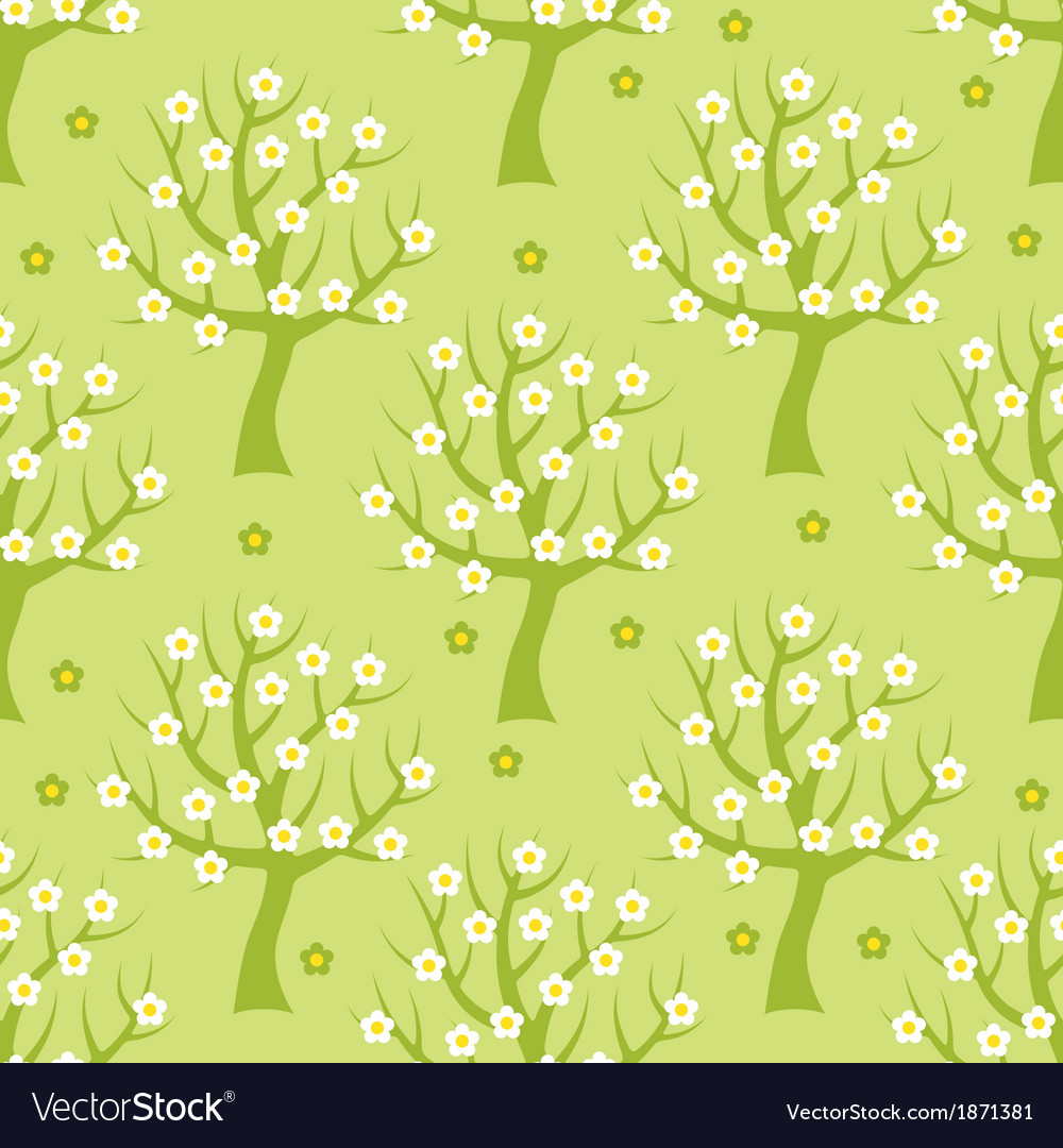 Seamless pattern with spring trees Royalty Free Vector Image