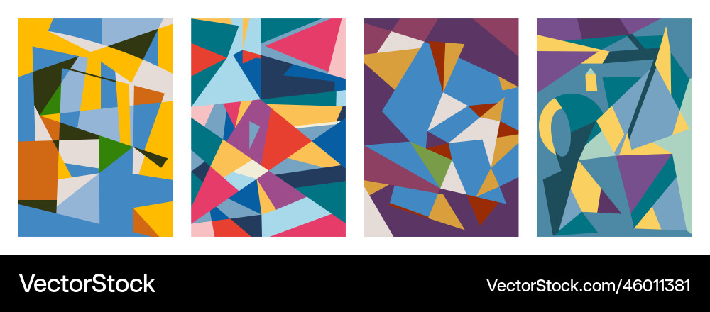 Set of creative geometric cards abstract geometry Vector Image