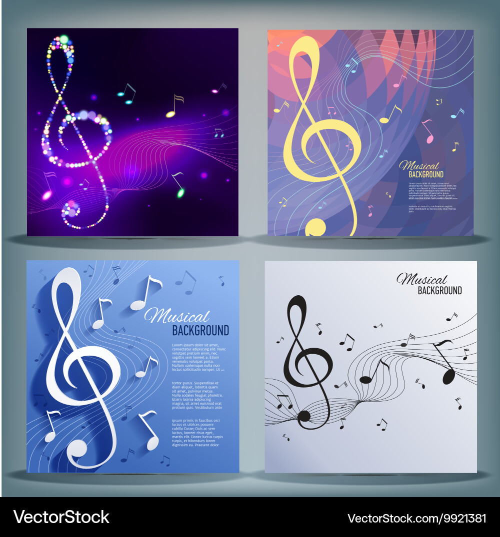 Set of musical banners with key and notes Vector Image
