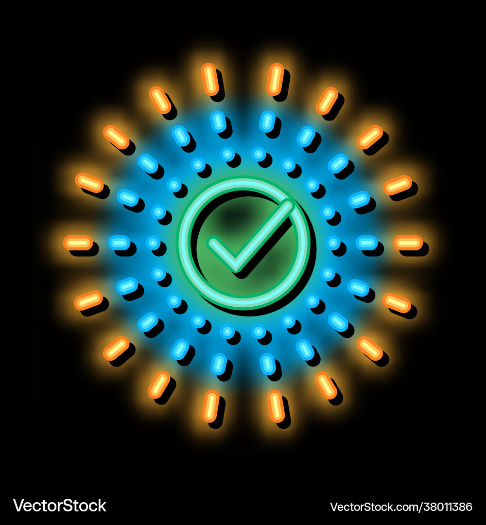 Approved mark in center of rays Royalty Free Vector Image