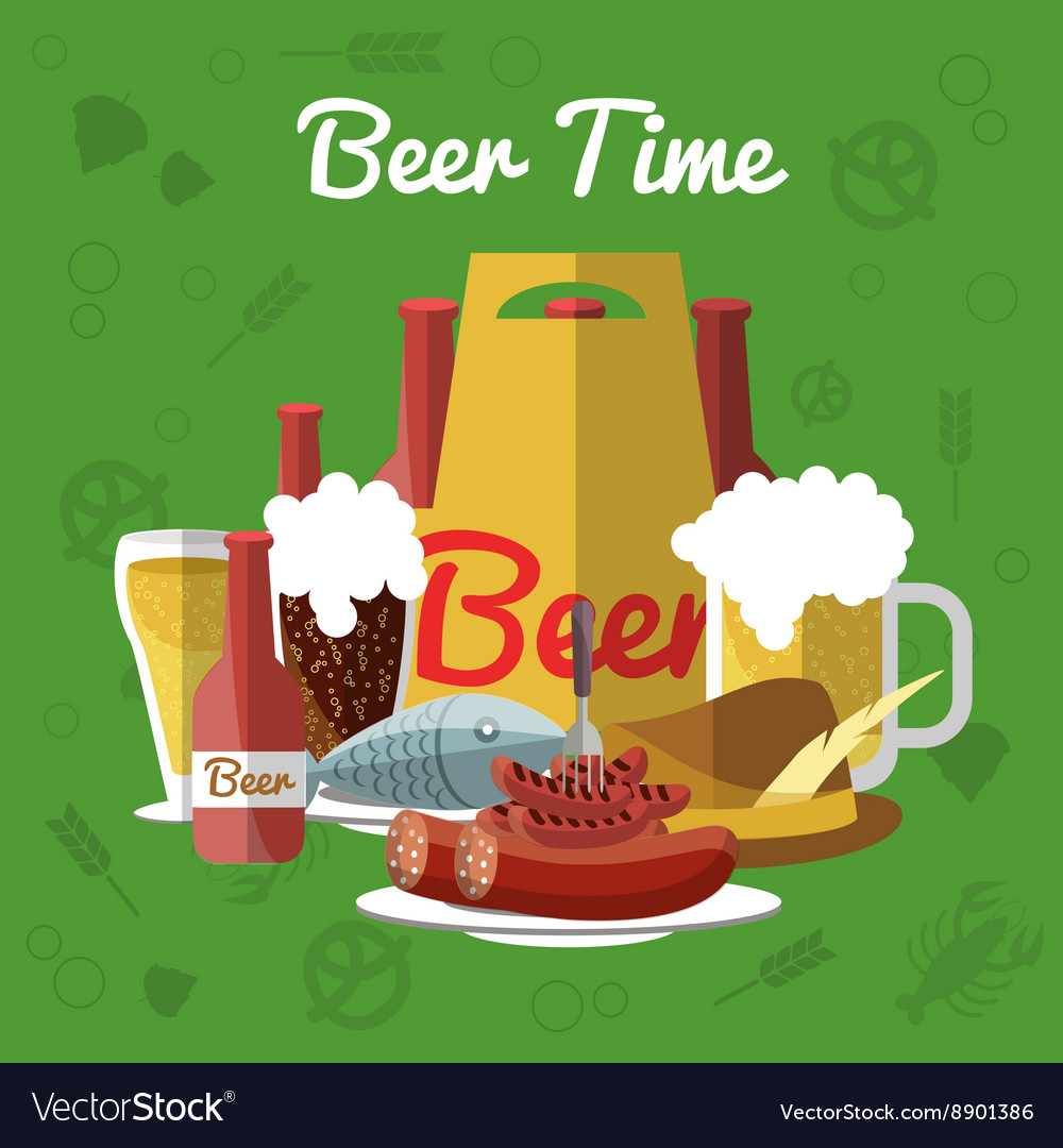 Beer Flat Composition Royalty Free Vector Image