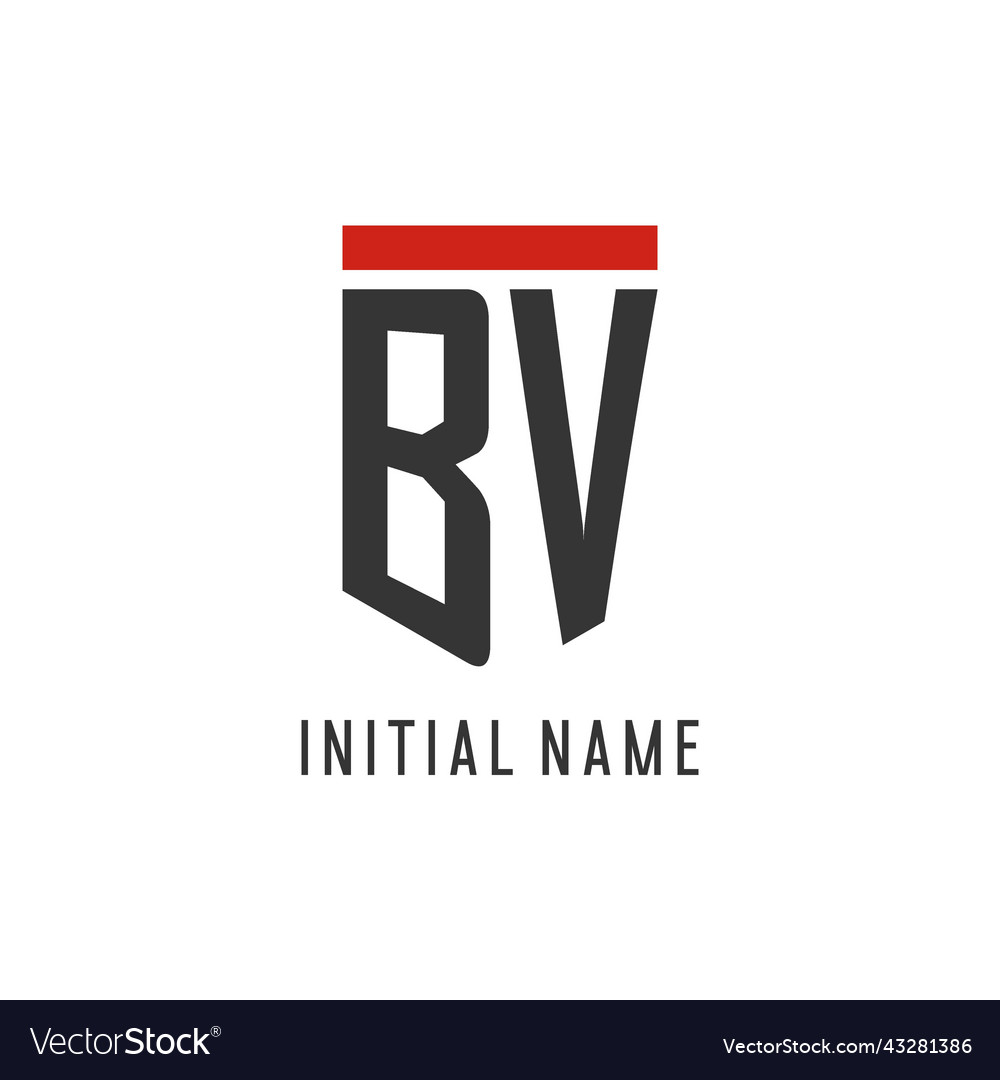 Bv initial esport logo with simple shield design Vector Image