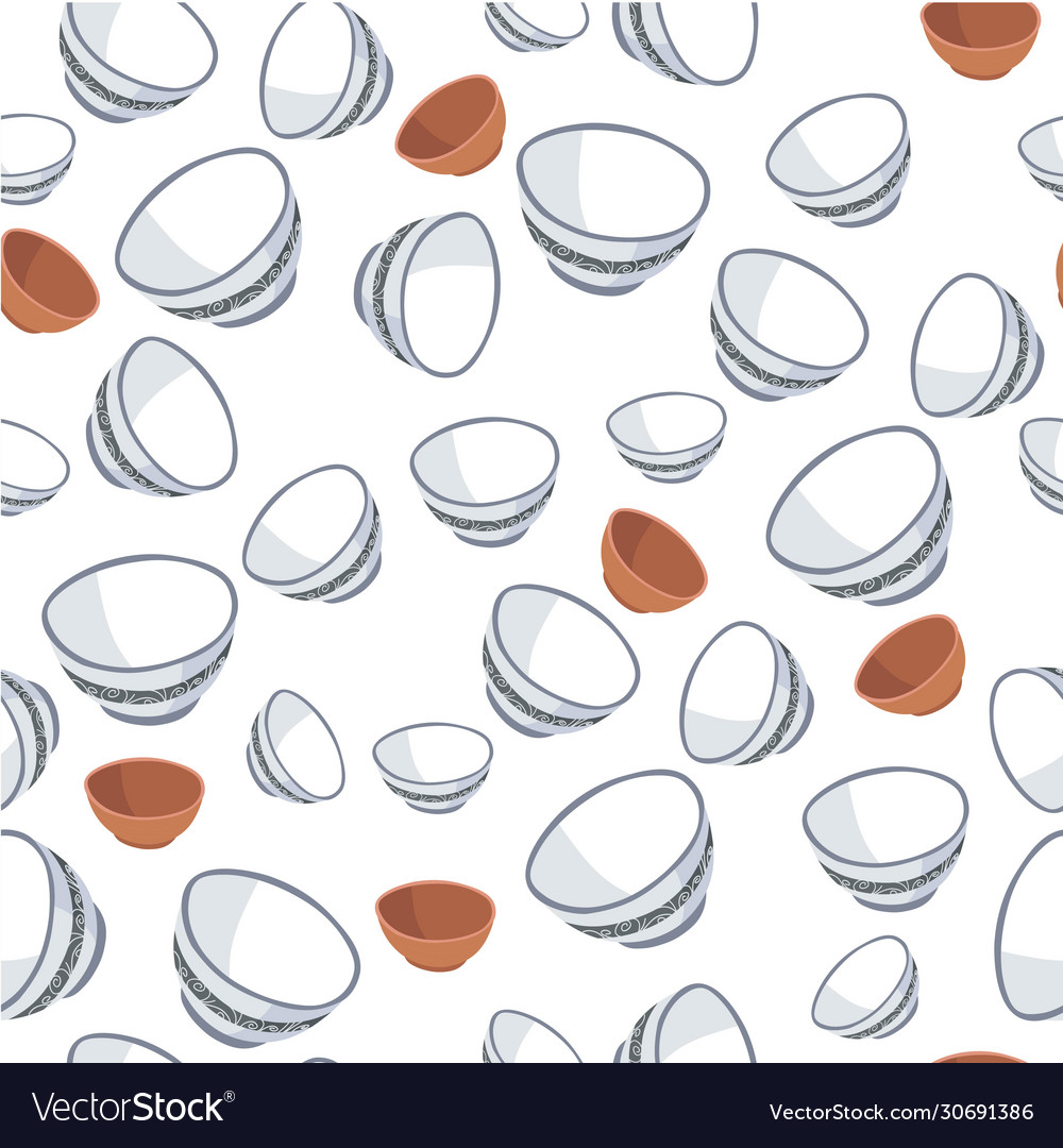 Ceramic tableware dish for meal seamless pattern Vector Image