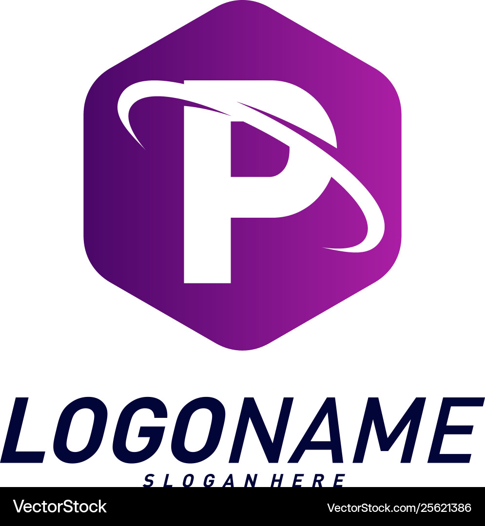 Font with planet logo design concepts letter p Vector Image