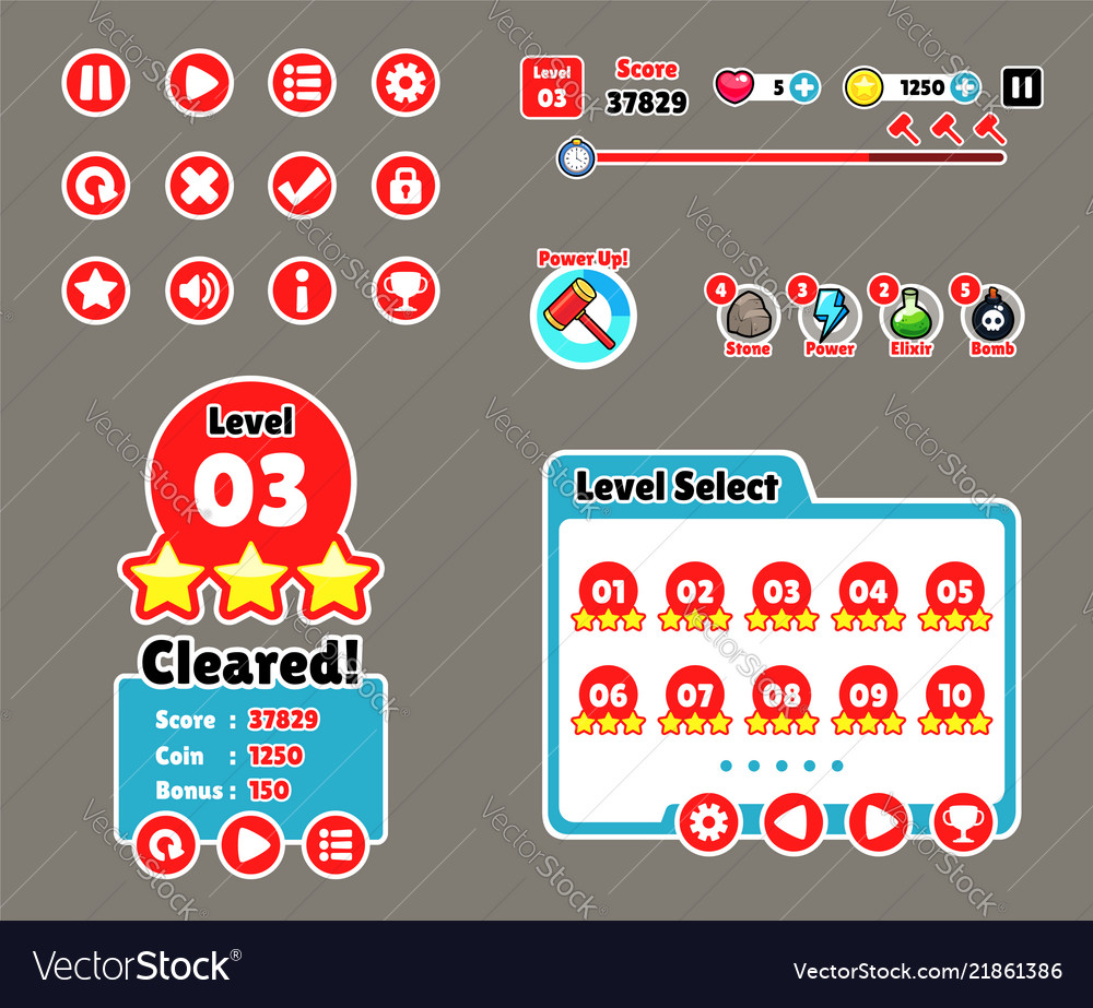 Game user interface templates Royalty Free Vector Image