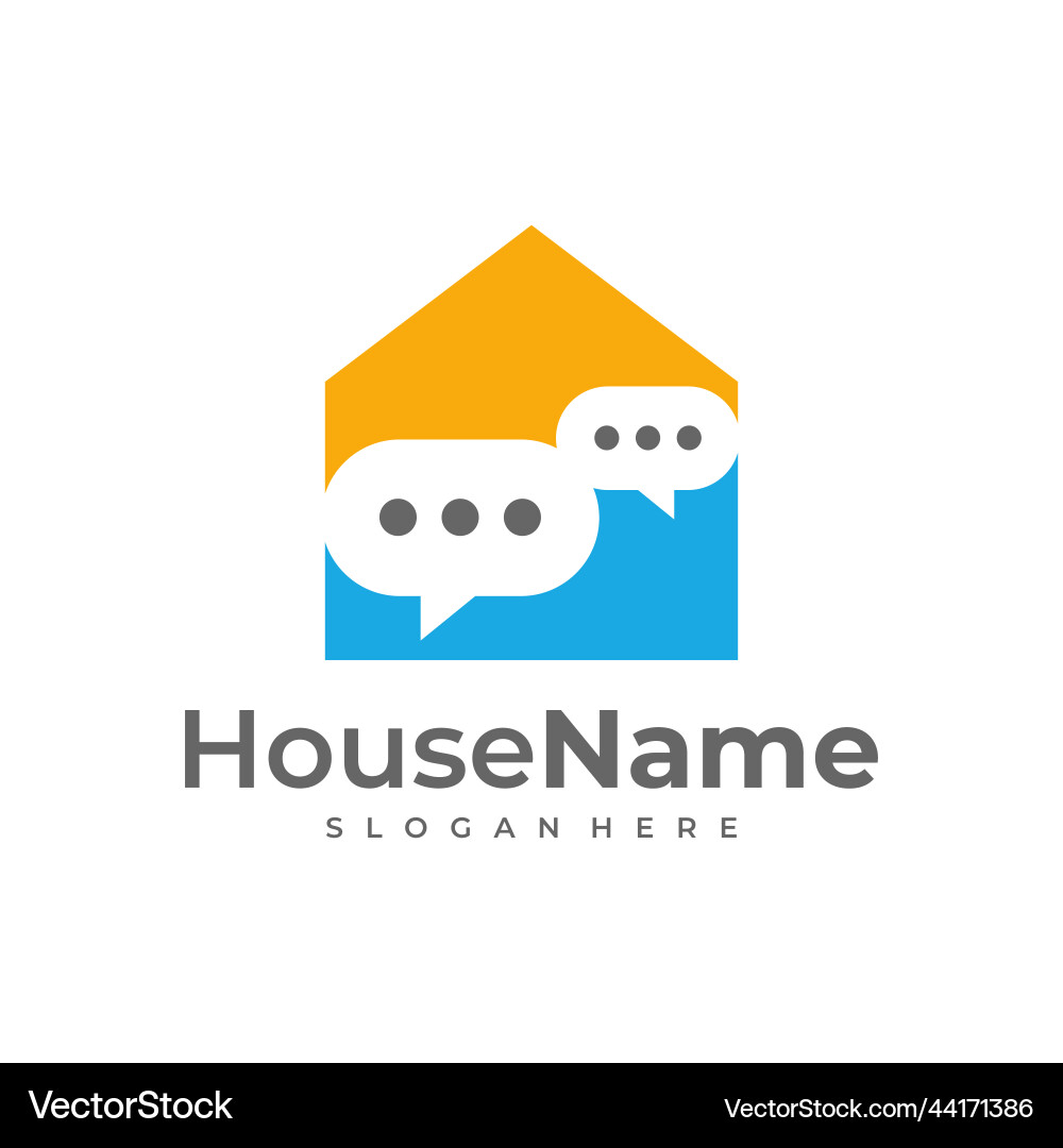 Home and talk logo - house with chimney chat Vector Image