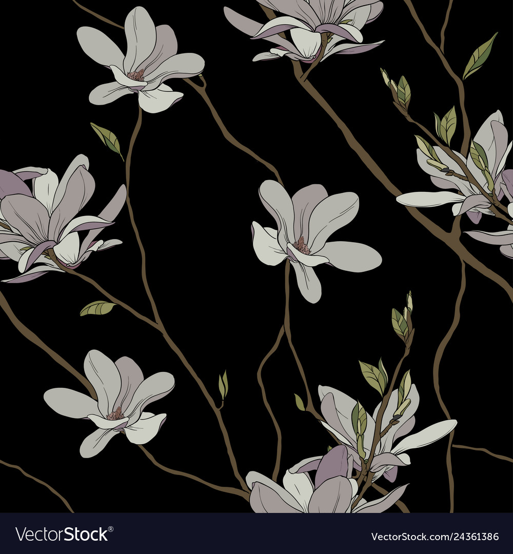 Magnolia seamless pattern Royalty Free Vector Image