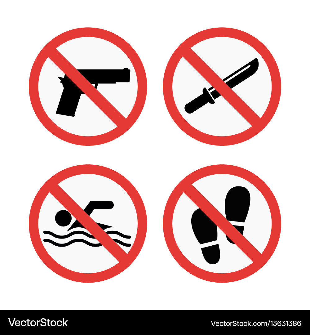 Prohibition signs set safety information Vector Image