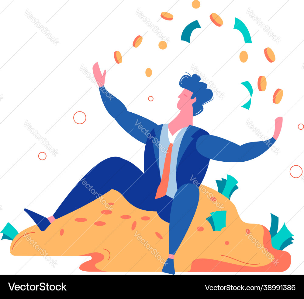 Rolling in money composition Royalty Free Vector Image