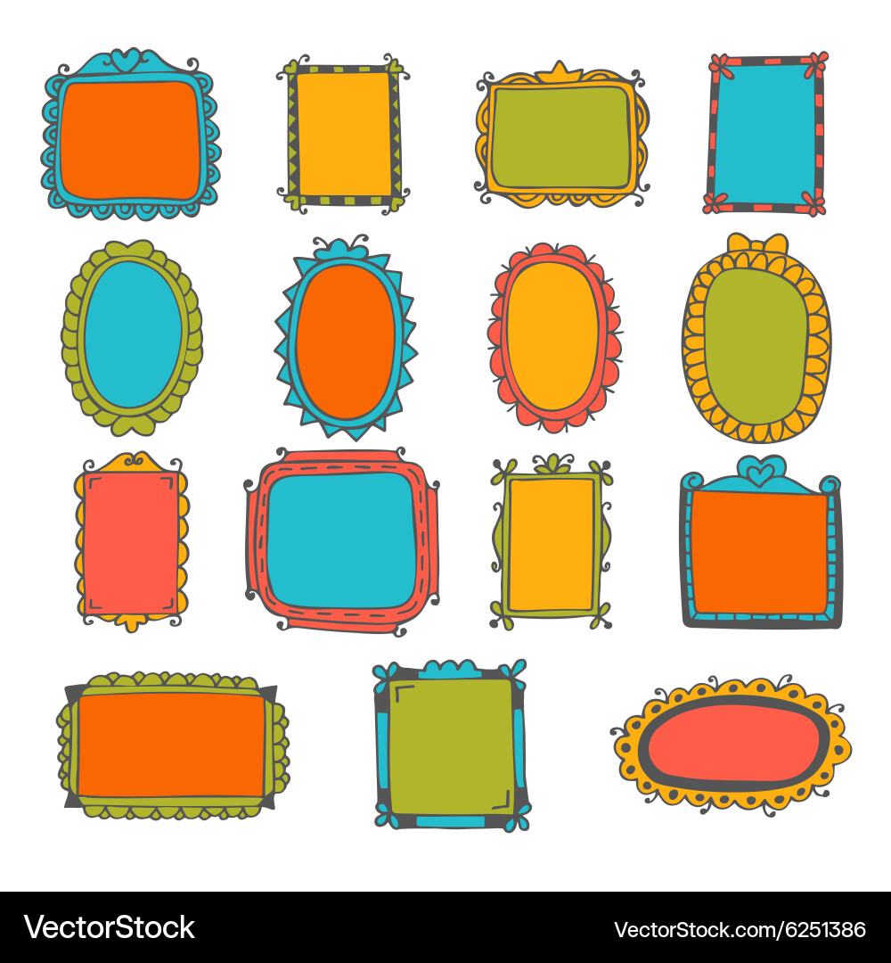 Set of hand drawn frames cute design elements Vector Image