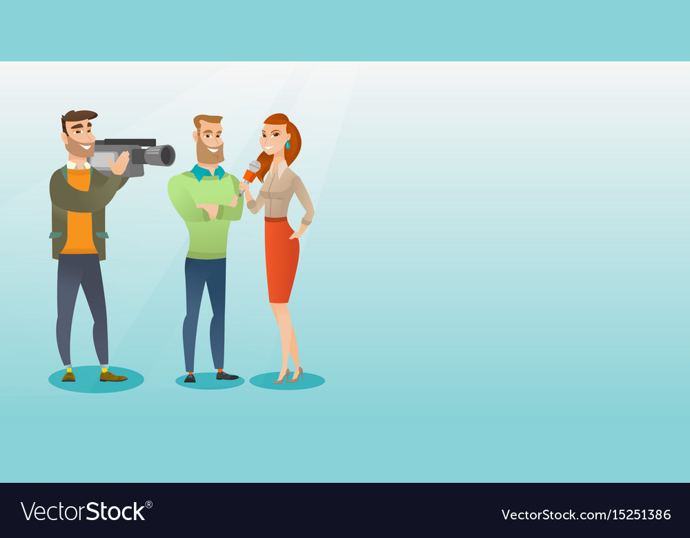 Tv interview Royalty Free Vector Image - VectorStock