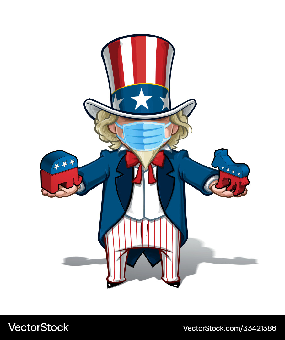 Uncle sam republican n democratic - surgical mask Vector Image