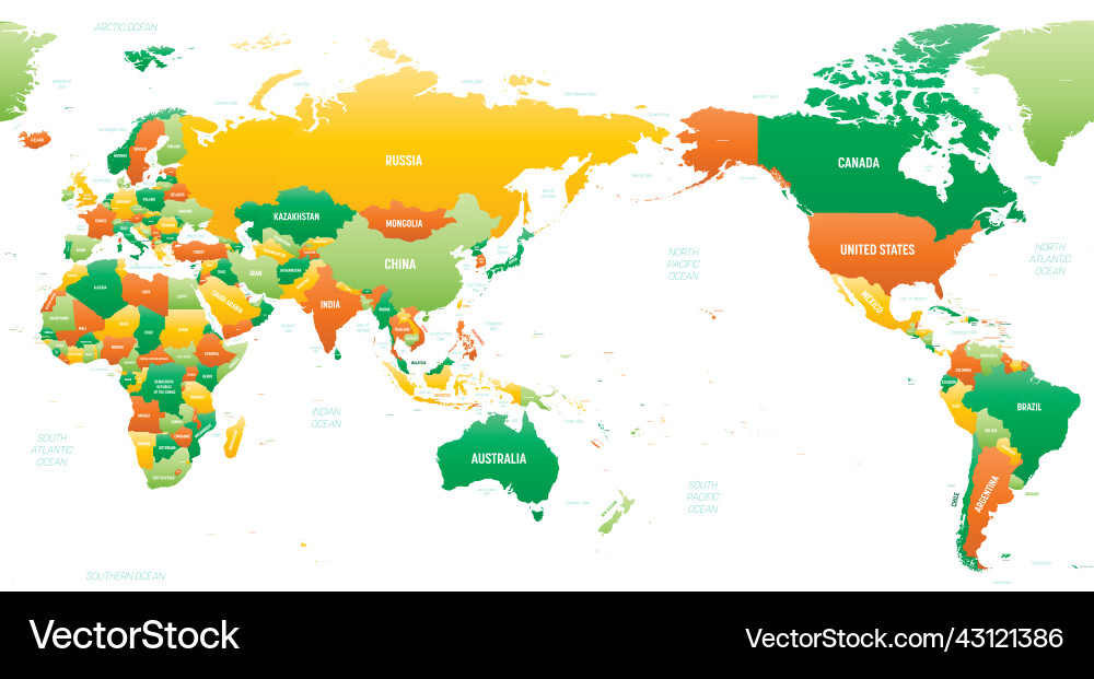 World detailed political map with lables Vector Image