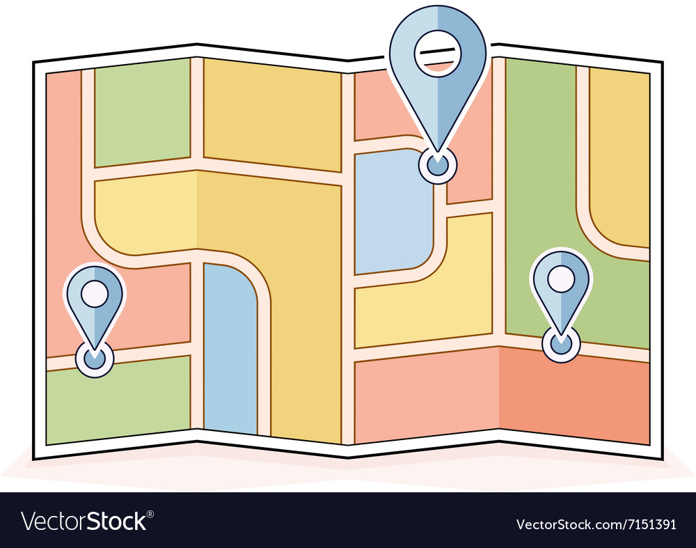 Abstract city map with pointers Royalty Free Vector Image