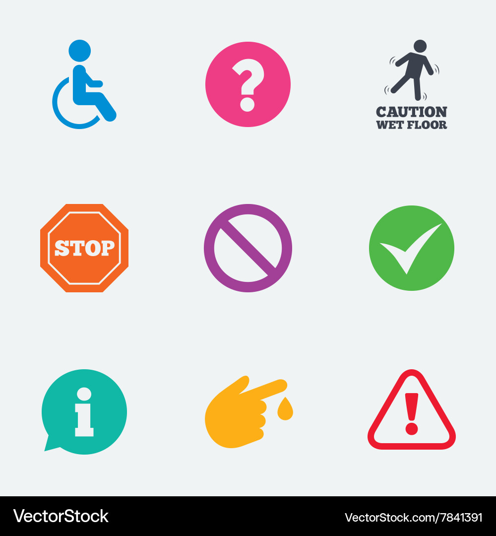 Attention caution icons information signs Vector Image