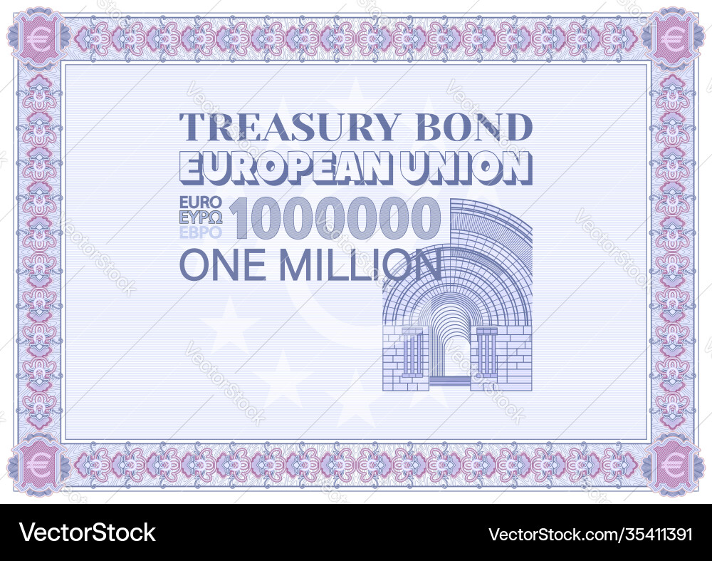 Blank sample a european union treasury bond Vector Image