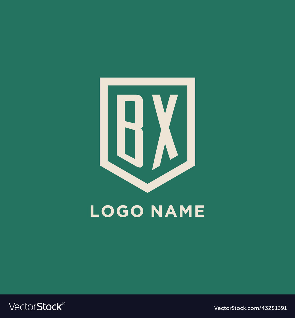 Bx initial logo monogram shield geometric shape Vector Image
