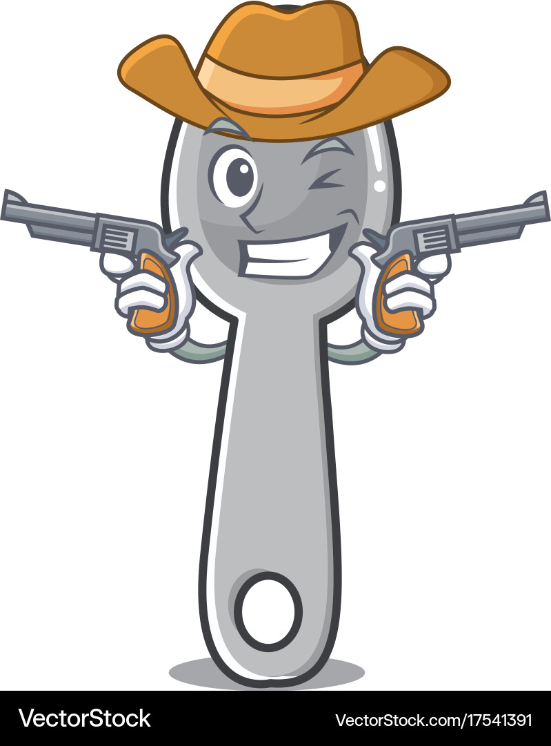 Cowboy spoon character cartoon style Royalty Free Vector