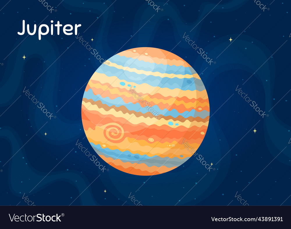Flat space planet jupiter Royalty Free Vector Image