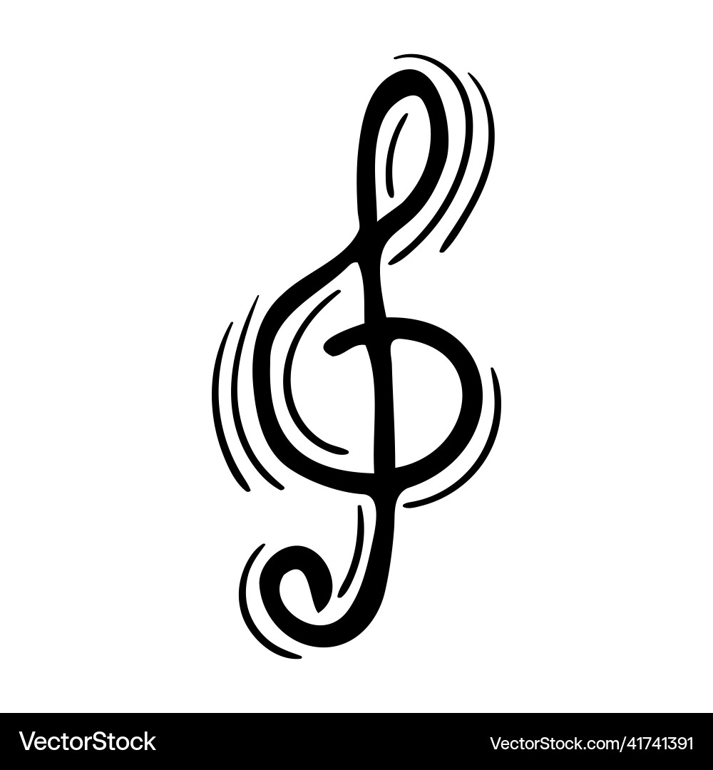 Hand drawn musical key icon isolated on white Vector Image