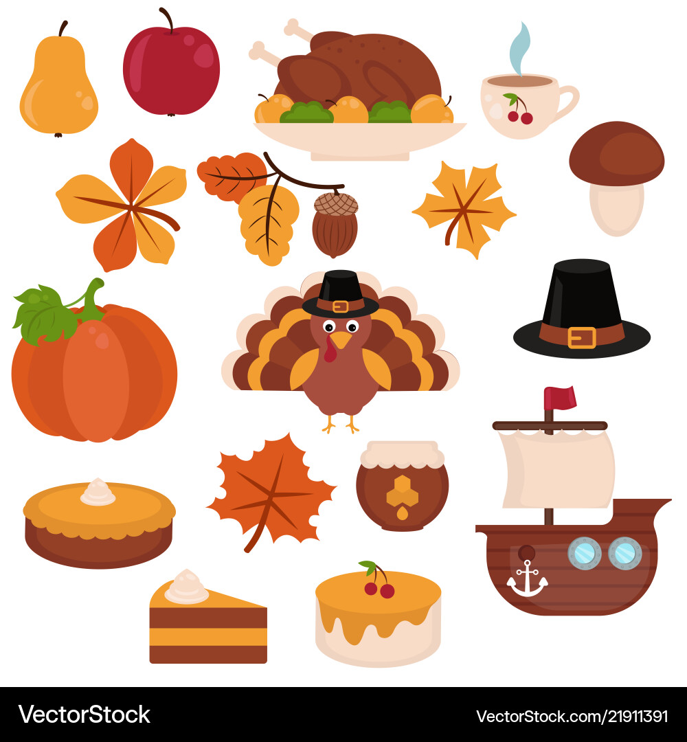 Happy thanksgiving set Royalty Free Vector Image