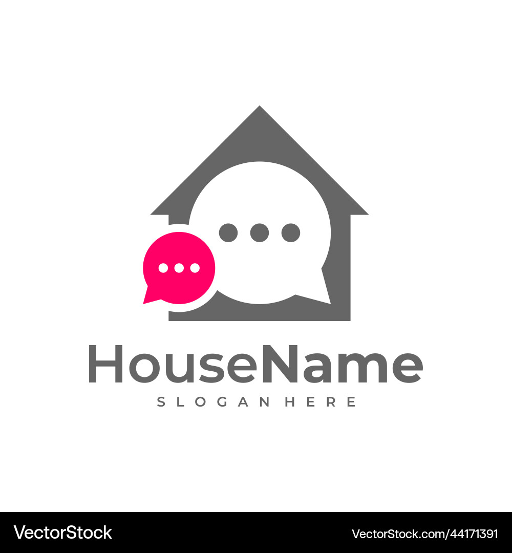 Home and talk logo - house with chimney chat Vector Image