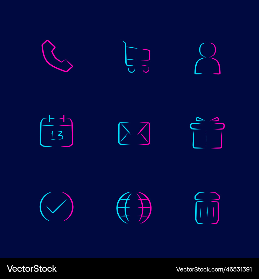 Icon set silhouette line pop art potrait logo Vector Image