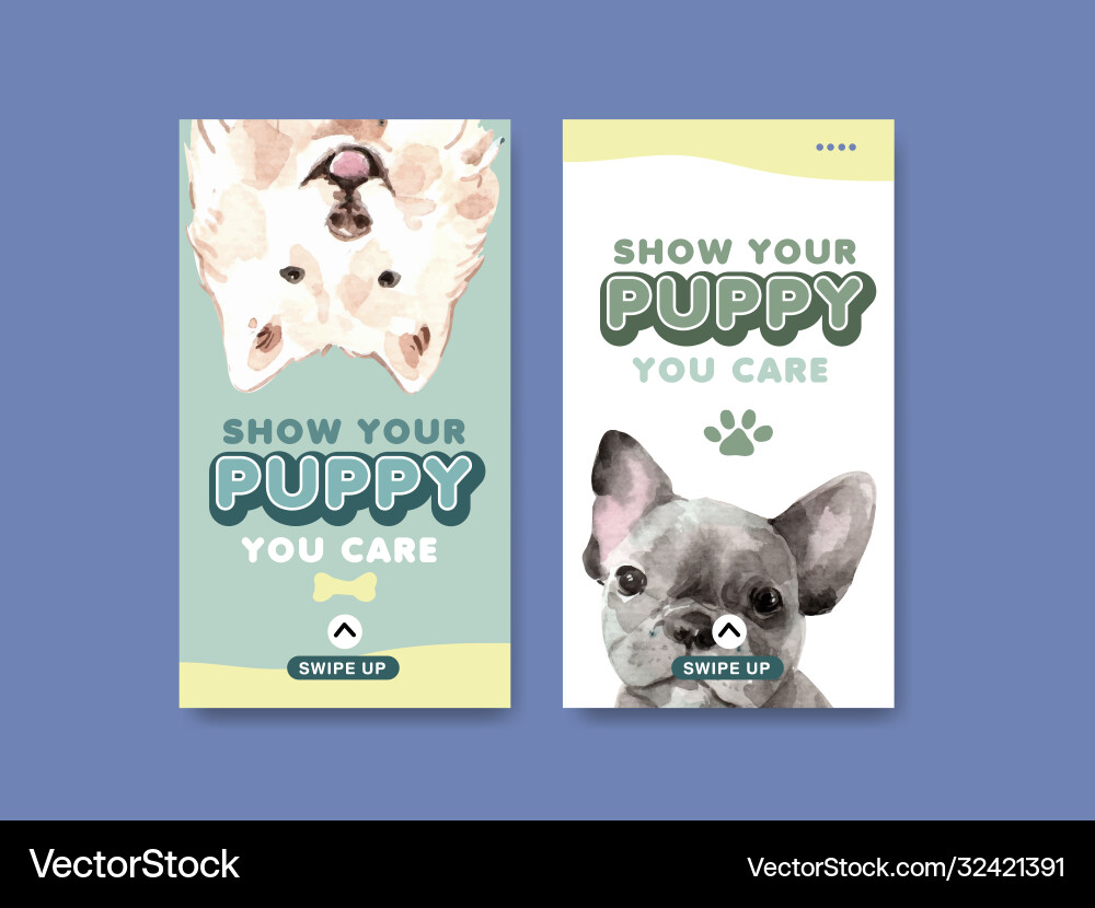 Instagram template with dogs design for social Vector Image