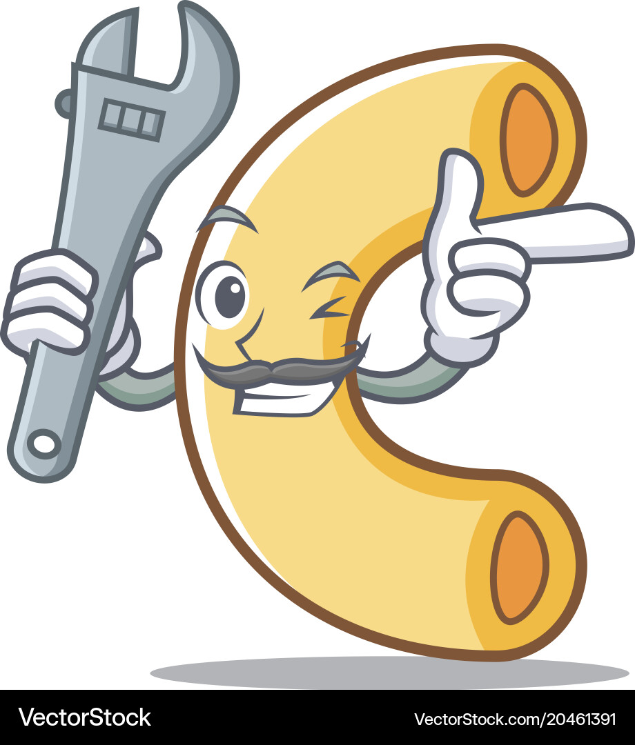 Mechanic macaroni mascot cartoon style Royalty Free Vector