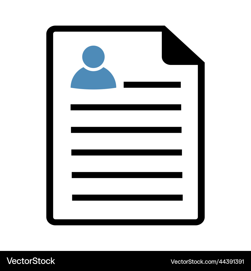 Resume icon in flat style contract symbol Vector Image