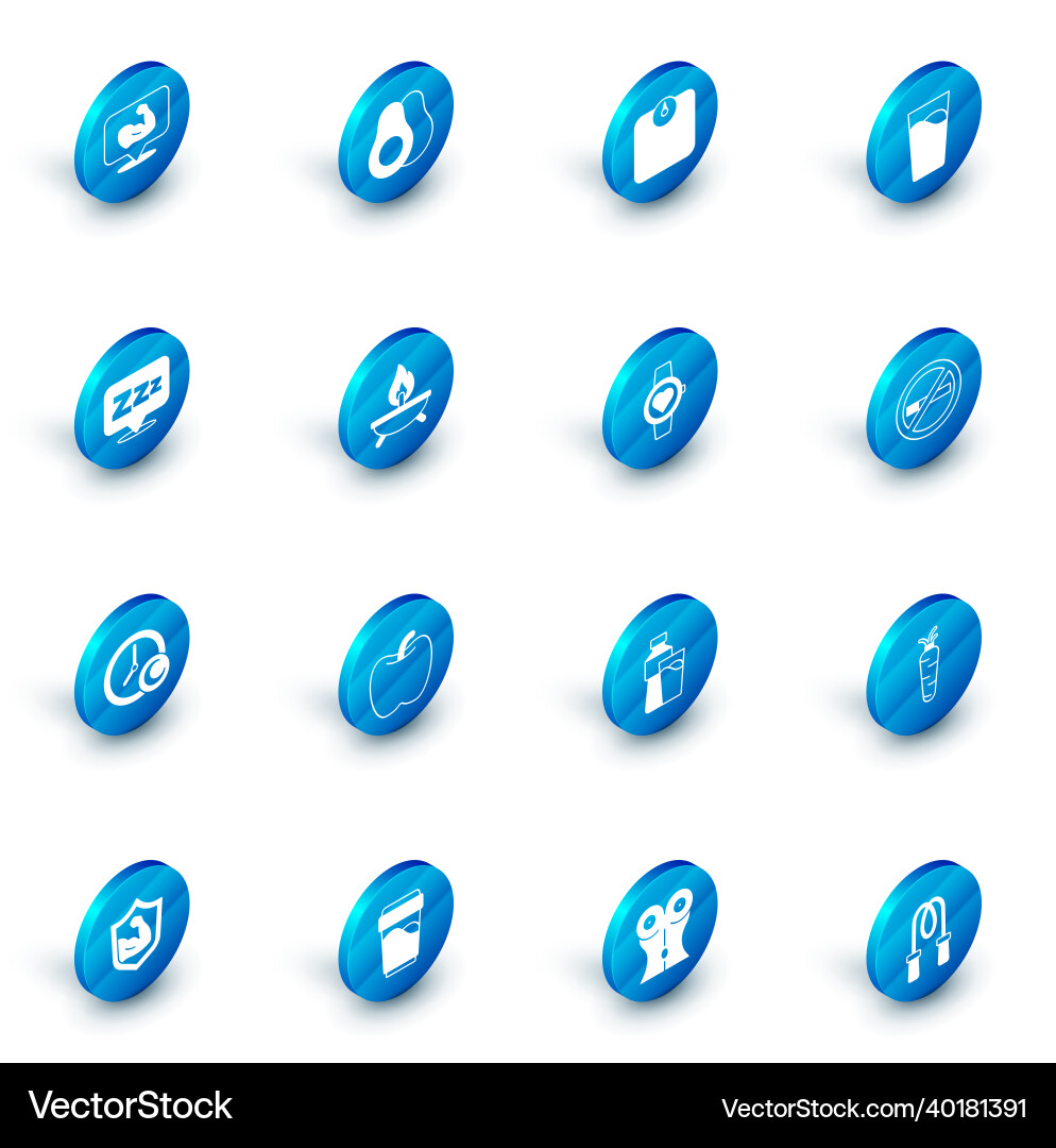 Set avocado fruit bathroom scales glass Royalty Free Vector