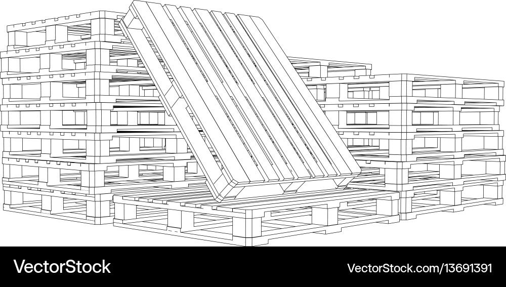 Set of pallets sketch Royalty Free Vector Image
