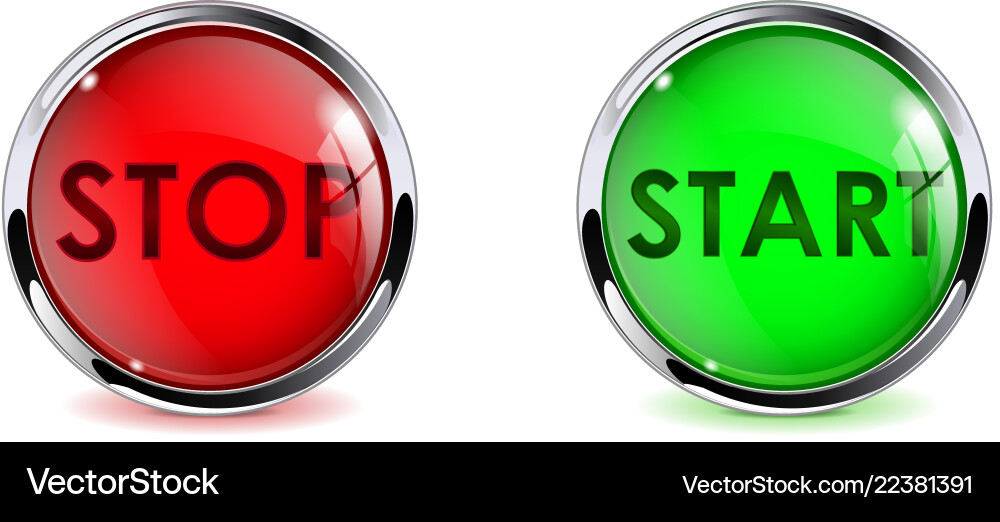 Stop and start glass buttons red green Royalty Free Vector