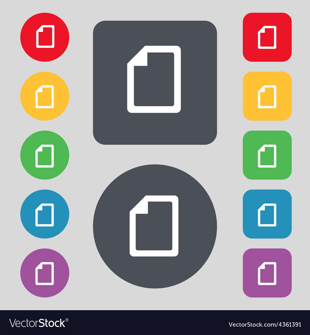 Text file icon sign a set of 12 colored buttons Vector Image
