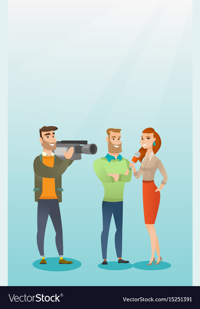 Tv interview Royalty Free Vector Image - VectorStock