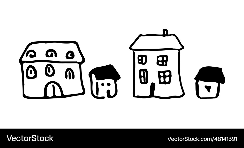 Whimsy hand drawn house motif for rural Royalty Free Vector
