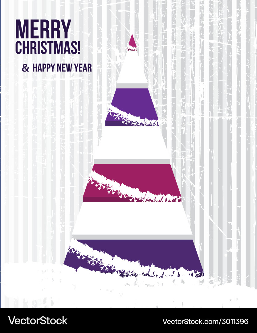 Abstract christmas card with a tree in purple Vector Image