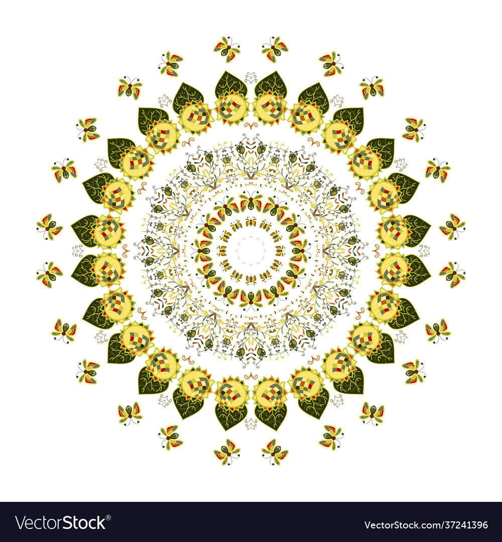 Abstract Circular Pattern Ornament For Greeting Vector Image
