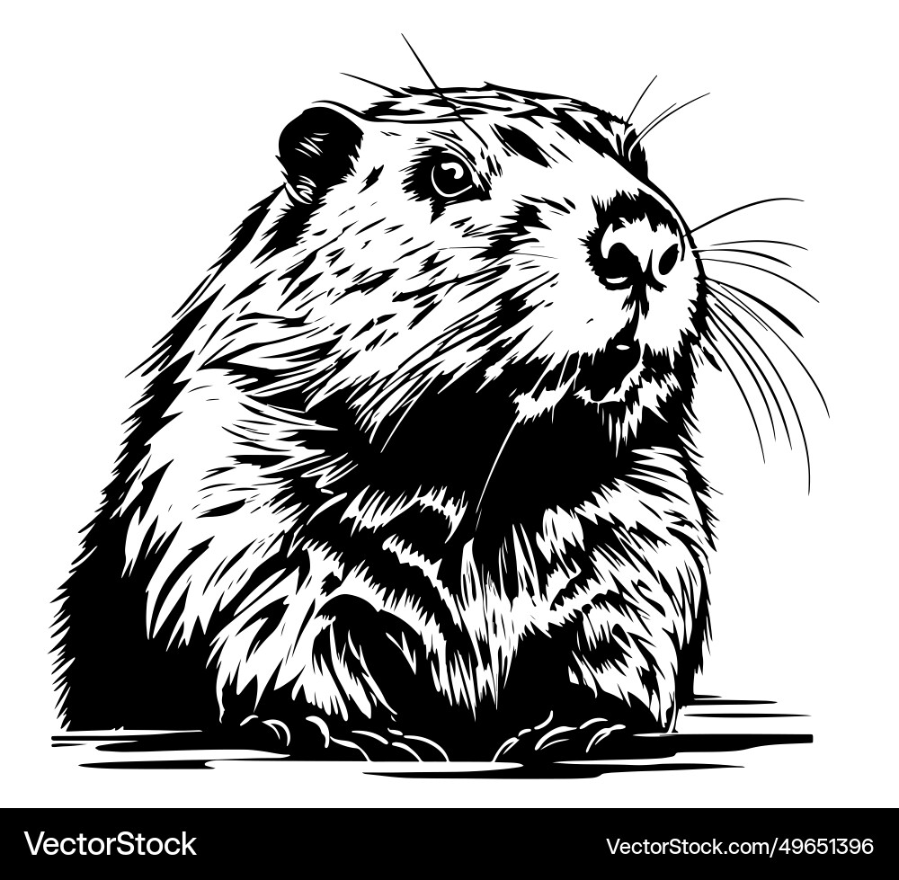 Beaver rodent mammal scratch board imitation Vector Image