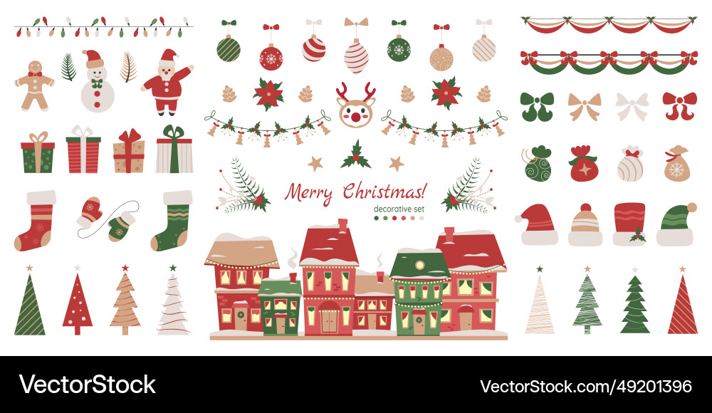 Big christmas holiday sticker collection Vector Image