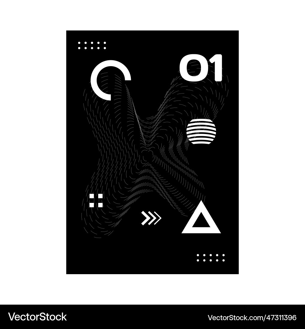 Black and white abstract trance poster design Vector Image